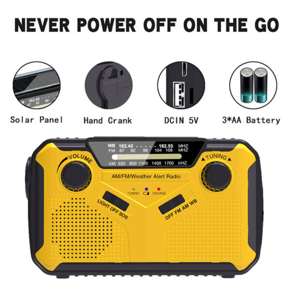Outdoor Solar Rechargeable Emergency Radio with Solar Hand Crank ...